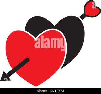 Two hearts crossed with an arrow shot by cupid. Concept for love ...