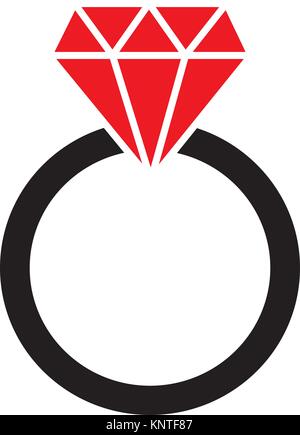 Diamond ring flat icon, valentines day and romantic, jewel sign vector ...