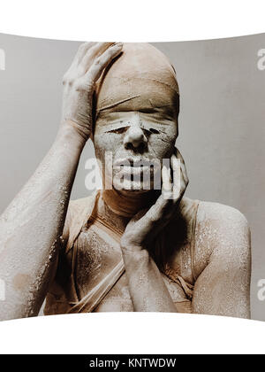 Mummy mummified body wrapped in muslin and wicker bound Egyptian Stock ...