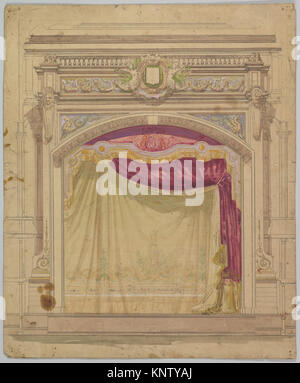 This drawing presents a design for a stage set, showing architectural ...