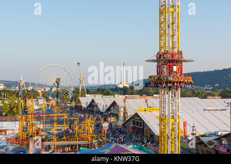 Riding a carnival ride. Drop tower named Super Shot. Canfield Fair ...