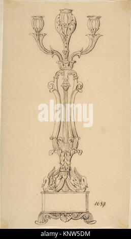 Design for a candelabra showing structure, arms, candle holders, and ...