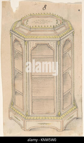 Design for an Octagonal Cabinet with Glass Doors and Shelves 19th ...