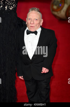 Jimmy Vee attending the european premiere of Star Wars: The Last Jedi ...