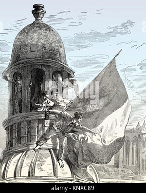 The French Revolution of 1830, July Revolution, raising the flag, Hôtel ...