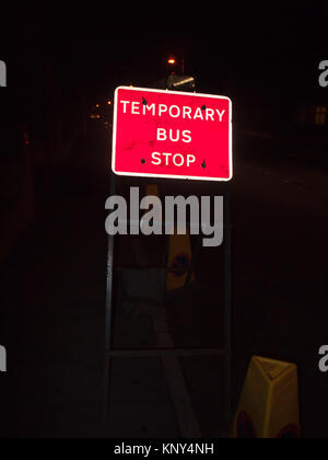 Temporary, bus, stop, sign, road, side, roadside, public, transport ...