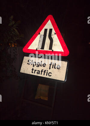 Sign: Single File Traffic, Danger do not proceed when water reaches ...