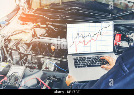 Diagnostic machine tools ready to be used with car Stock Photo - Alamy