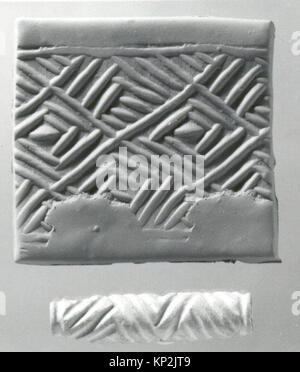 Cylinder seal and modern impression: geometric design ca. 2900–2700 B.C ...