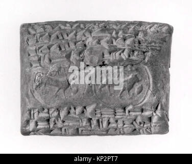Photograph of a cuneiform tablet case impressed with a cylinder seal ...