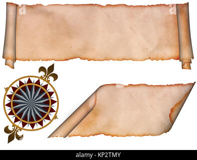 Medieval parchment and symbol of wind rose Stock Photo - Alamy