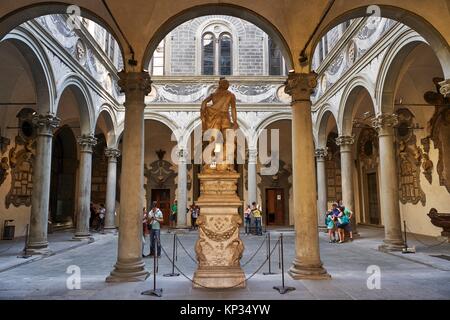 Florence. Italy. Palazzo Medici Riccardi, inner courtyard, designed by ...
