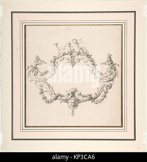 A Rococo cartouche design with putti and monkeys, illustrating 18th ...