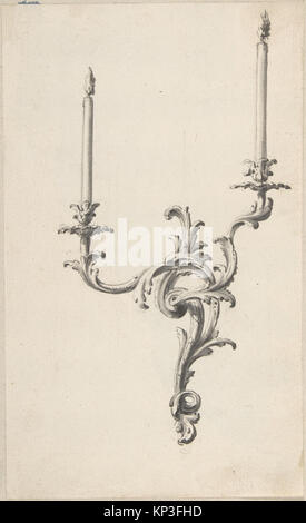 This drawing shows a design for a sconce, including structural elements ...