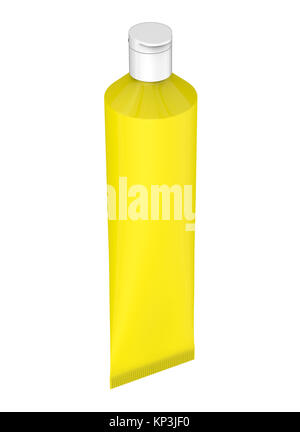 Toothpaste package mockup, blank yellow tube in 3d render Stock Photo ...