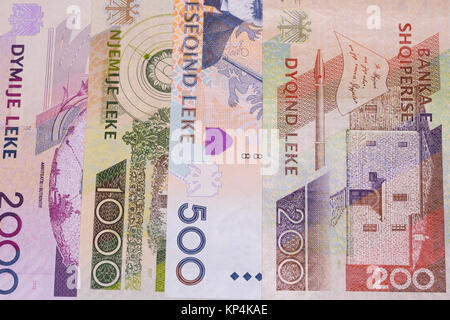 Albanian currency Lek banknotes of 1000 500 and 200 denomination horizontal Stock Photo Alamy