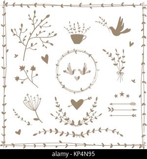 Cup with floral design elements. Vector illustration on black ...