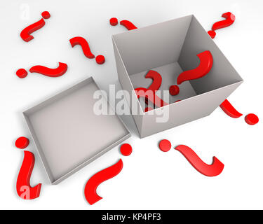 Three white question mark symbols leaning against dark wall on wooden ...