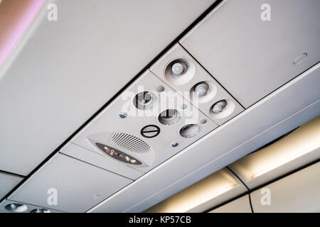 Ventilation system, and lighting in an aircraft Stock Photo - Alamy