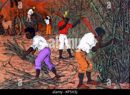 SLAVES ON SUGAR CANE PLANTATION in West Indies about 1810 Stock Photo ...