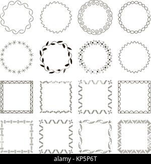 Simple geometric line square frames. Minimalist rectangular border with ...