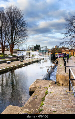View of St. Pancras Lock on Regent's Canal. King's Cross, London ...