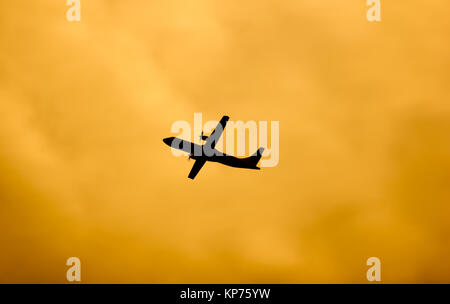 Panssenger Aircraft Take off shot at sunset time background Stock Photo ...