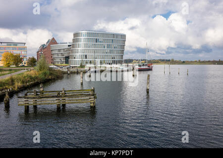 Blick über die Warnow auf Rostock Stock Photo - Alamy