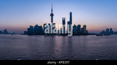 Shanghai skyline panorama in blue tone Stock Photo - Alamy