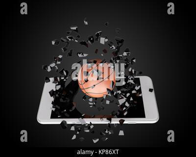 basketball burst out of the smartphone Stock Photo - Alamy