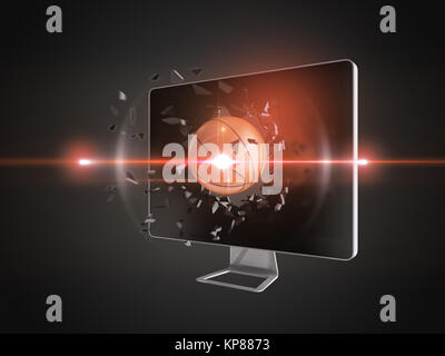 basketball destroy computer screen Stock Photo - Alamy