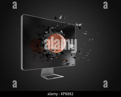 basketball destroy computer screen Stock Photo - Alamy