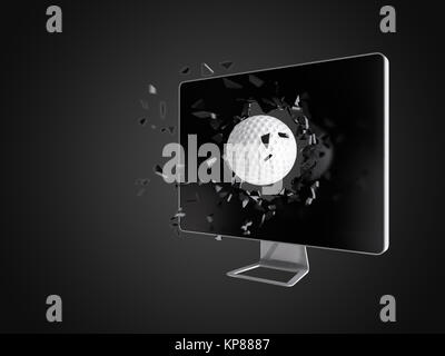 golf ball destroy computer screen Stock Photo - Alamy
