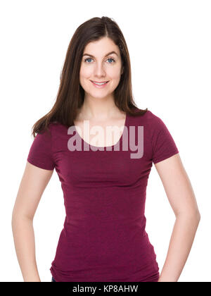 Photo of positive glad lady carry pile delivery present boxes wear ...