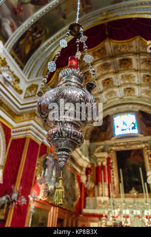 Red Sanctuary Lamp or Eternal Flame at the Tabernacle with bronze Lamb ...