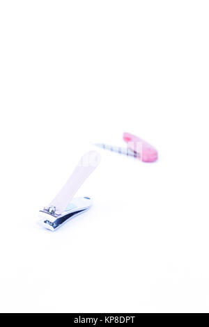 Pink clipper with hand isolated on white background, stock photo Stock ...