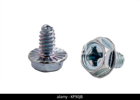 Two computer screws isolated over white background Stock Photo - Alamy