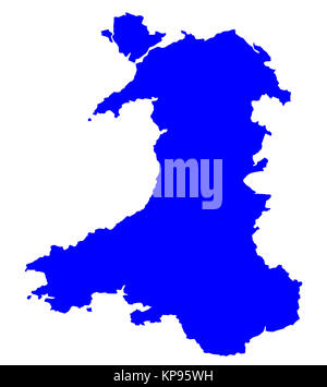 Wales outline silhouette map illustration with regions Stock Vector Art ...