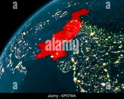 Night map of Pakistan as seen from space on planet Earth. 3D ...