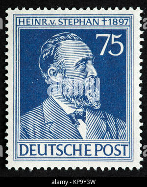 Postage stamp: Deutsche Post, Heinrich v. Stephan, Weltpostverein, 24 ...