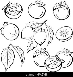 Fruits, Persimmon Black Pictograms Stock Vector Image & Art - Alamy
