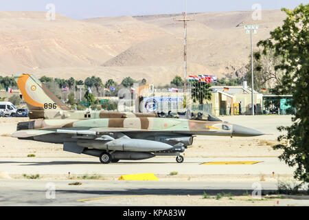 An F-16I Sufa of the Israeli Air Force taxis back to a hardened shelter ...