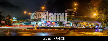 night view of Hledan junction overhead bridge, Yangon, Myanmar Stock ...