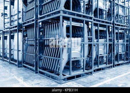 A car factory; neatly arranged exterior components of a car Stock Photo ...