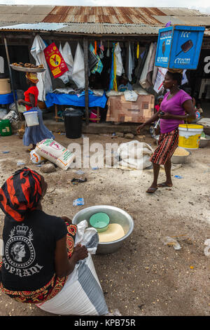 Selling gari at the market in Mafi-Kumase Proper, Volta Region, Ghana ...