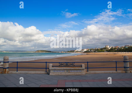El Sardinero waterfront promenade and surfer beach. Spain Stock Photo ...