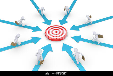 Men running to a target - 3D render Stock Photo - Alamy