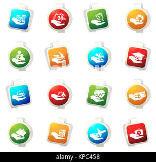 Insurance hands icons Stock Photo - Alamy