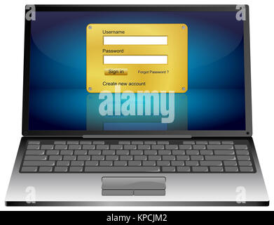 Laptop Computer with Login screen Stock Photo - Alamy
