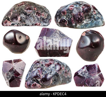 set of Almandine (Almandite, garnet) gemstones isolated on white ...